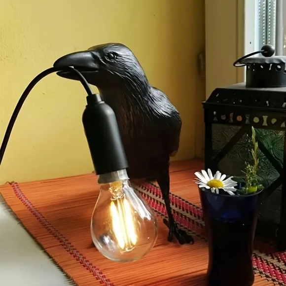 Accents | Resin Raven Lamp With Edison Style Bulb | Poshmark